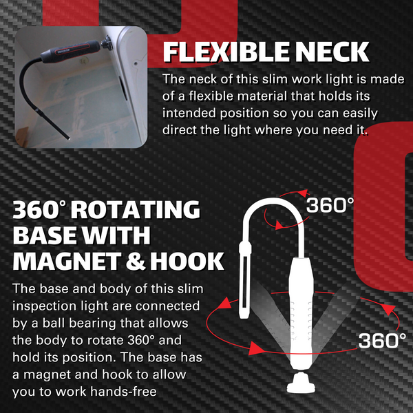 600 Lumen Dual-Lamp LED Rechargeable Slim Light with Stepless Dimming ...